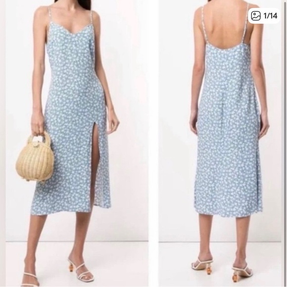 Reformation | Dresses | Reformation Light Blue Floral Midi Dress | Poshmark